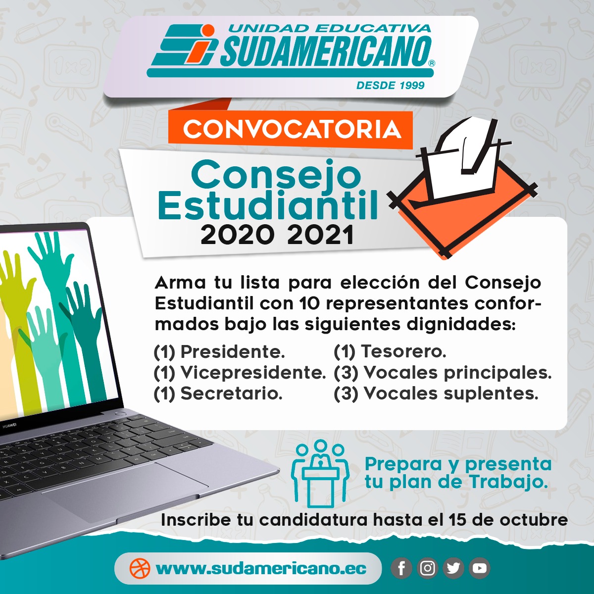 Convocatoria Consejo Estudiantil - Unidad Educativa Sudamericano