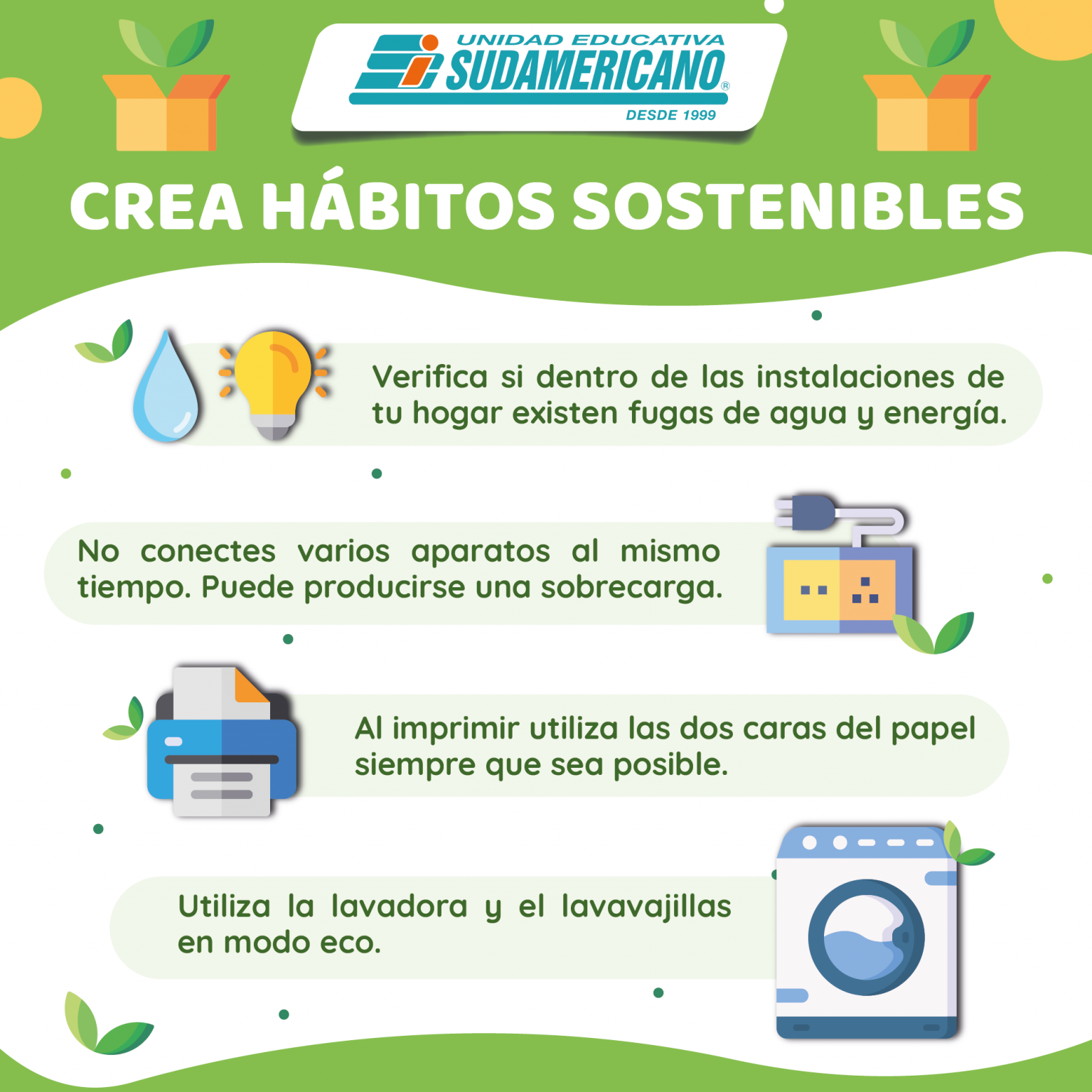 Crea hábitos sostenibles - Unidad Educativa Sudamericano