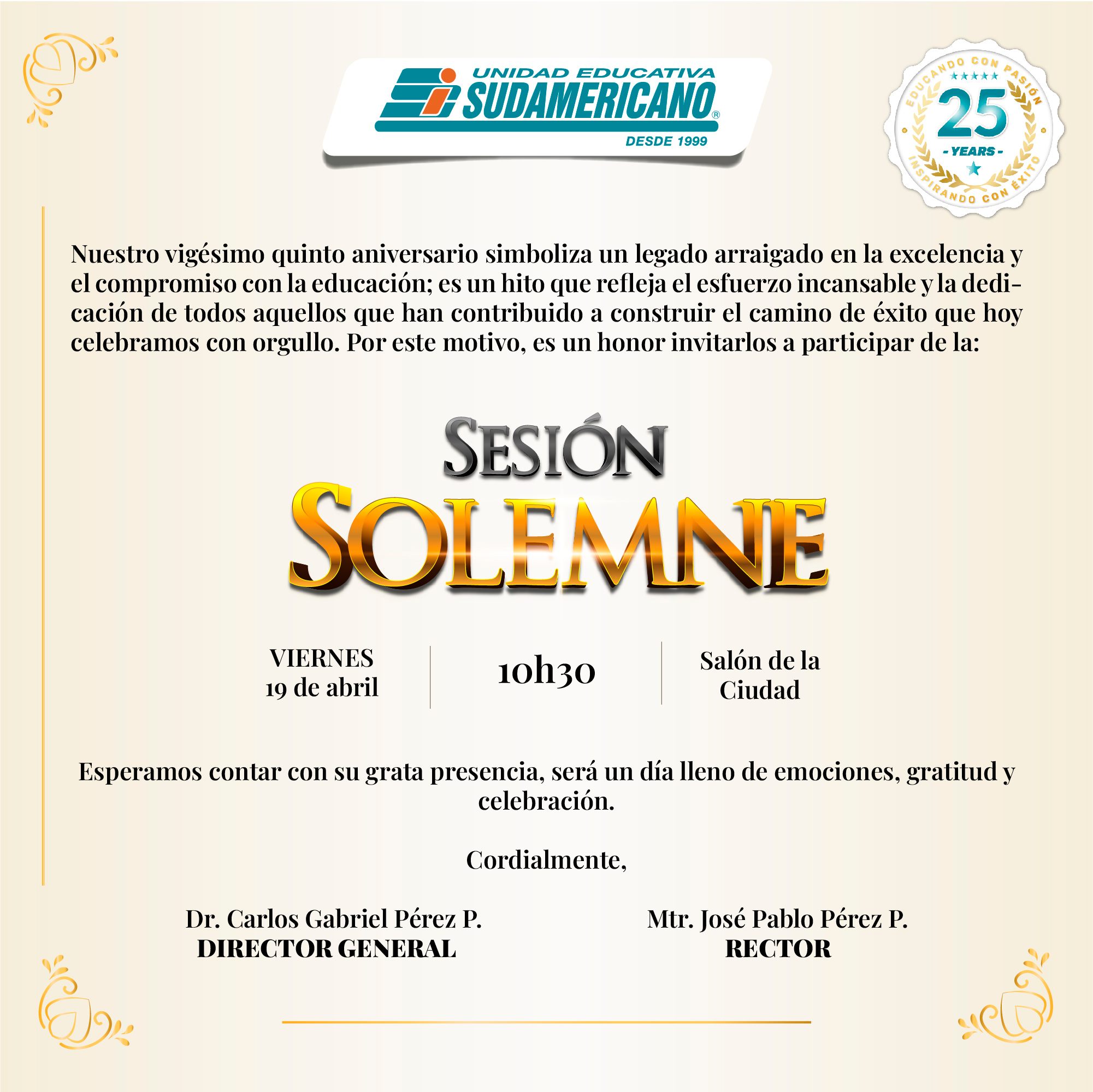 Sesión Solemne - Unidad Educativa Sudamericano